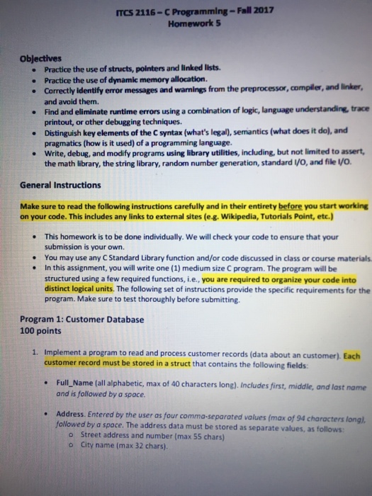 Solved ITCS 2116-C Programming-Fall 2017 Homework 5 | Chegg.com