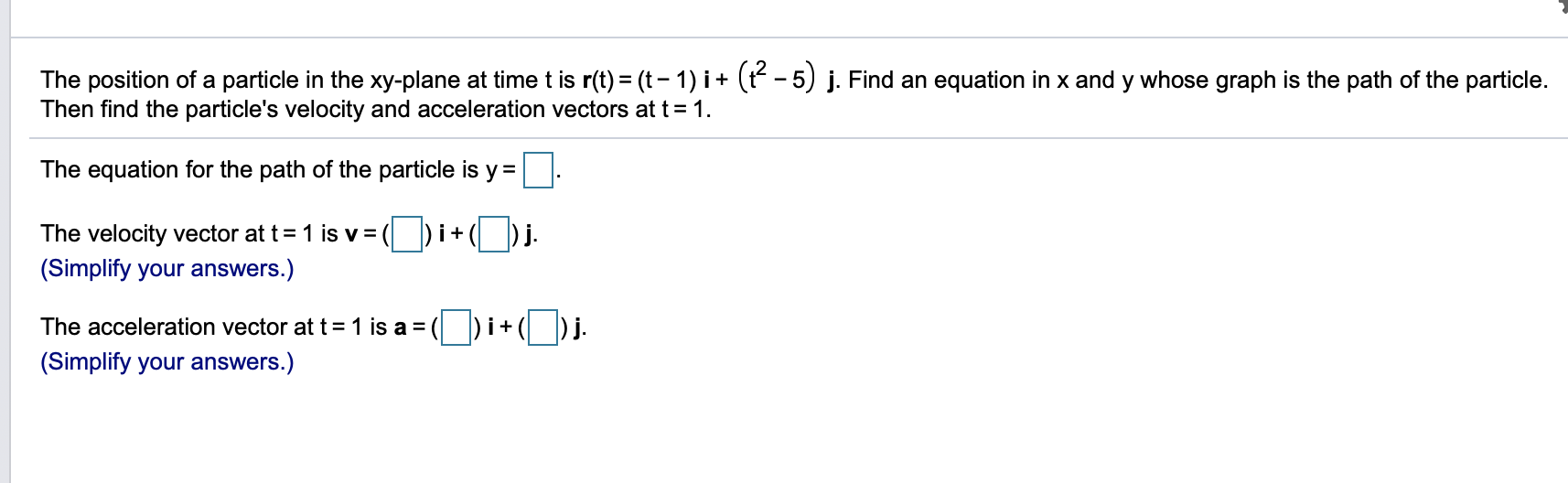 Solved he position of a particle in the xy-plane at time t | Chegg.com