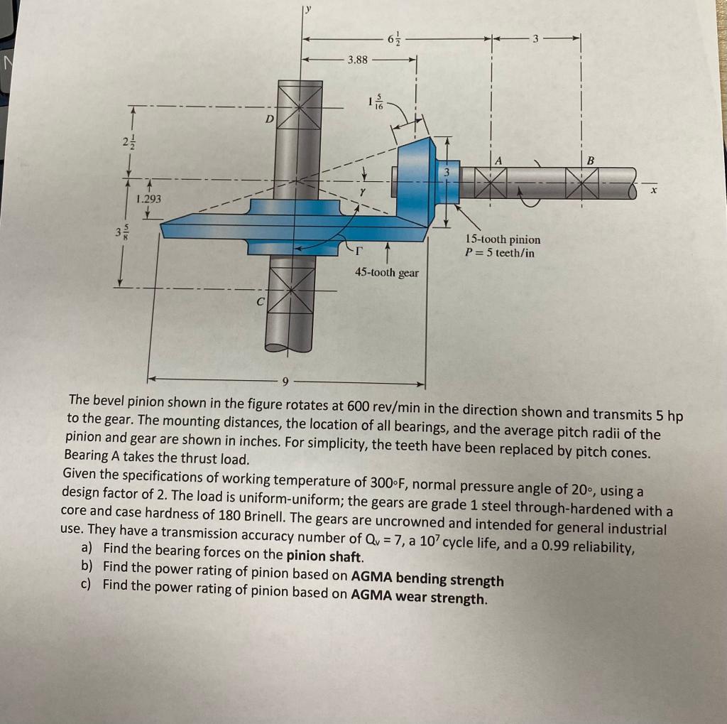 Solved pinion and gear mounting distances, the location of | Chegg.com