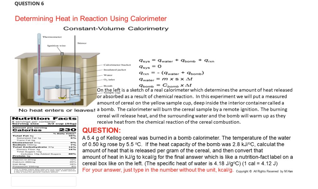 Solved QUESTION 6 Determining Heat in Reaction Using | Chegg.com