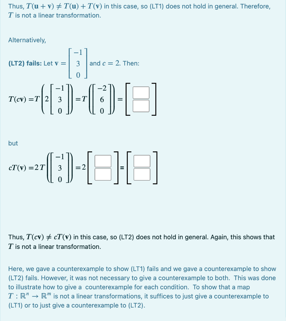 Solved For a map T: R" → R™, if (LT1) or (LT2) does not | Chegg.com