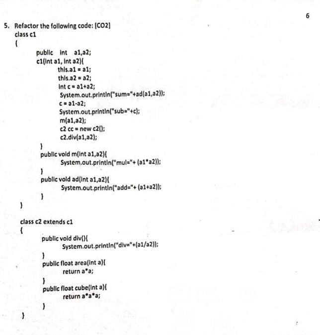 Solved Refactor the following code: [CO2] class c1 ( public | Chegg.com