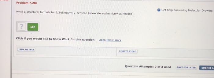 Solved Problem 7.28c Get help answering Molecular Drawing | Chegg.com