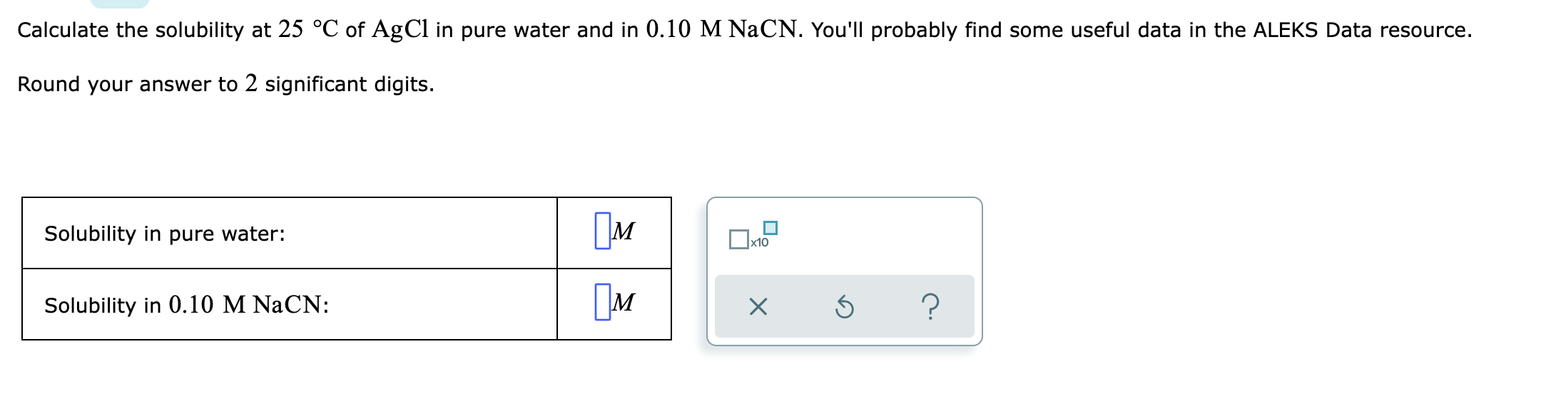 Solved Calculate the solubility at 25 °C of AgCl in pure | Chegg.com