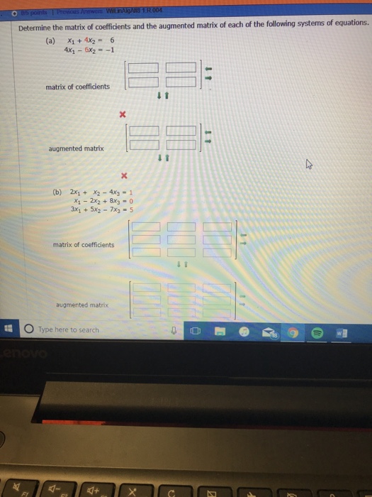 Solved Determine the matrix of coefficients and the | Chegg.com
