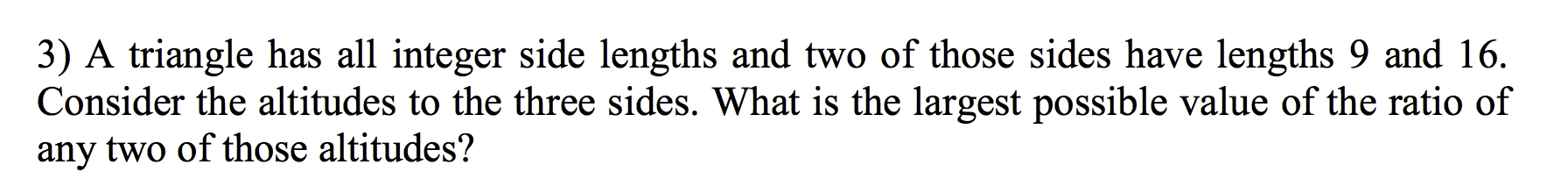 Solved 3) A triangle has all integer side lengths and two of | Chegg.com