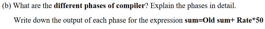 Solved (b) What are the different phases of compiler? | Chegg.com