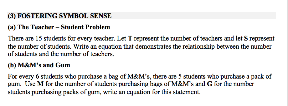 Solved (3) FOSTERING SYMBOL SENSE (a) The Teacher - Student | Chegg.com