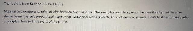 Solved The topic is from Section 7.5 Problem 2 Make up two | Chegg.com