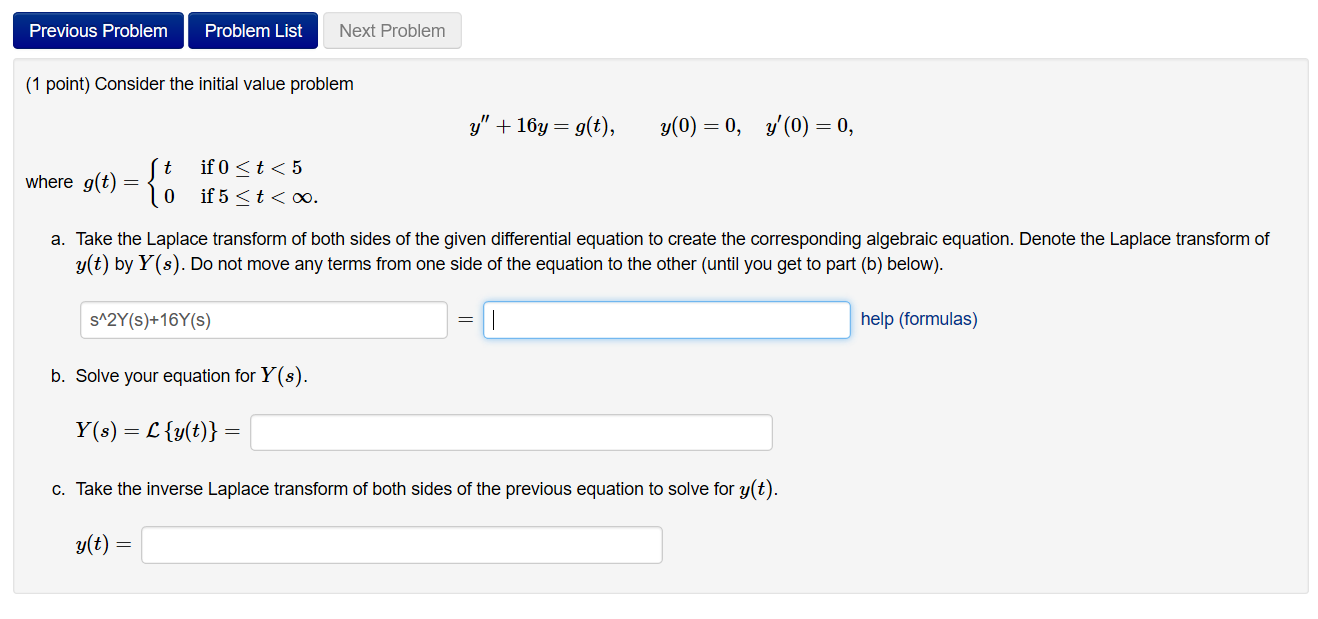 Solved Previous Problem Problem List Next Problem (1 point) | Chegg.com