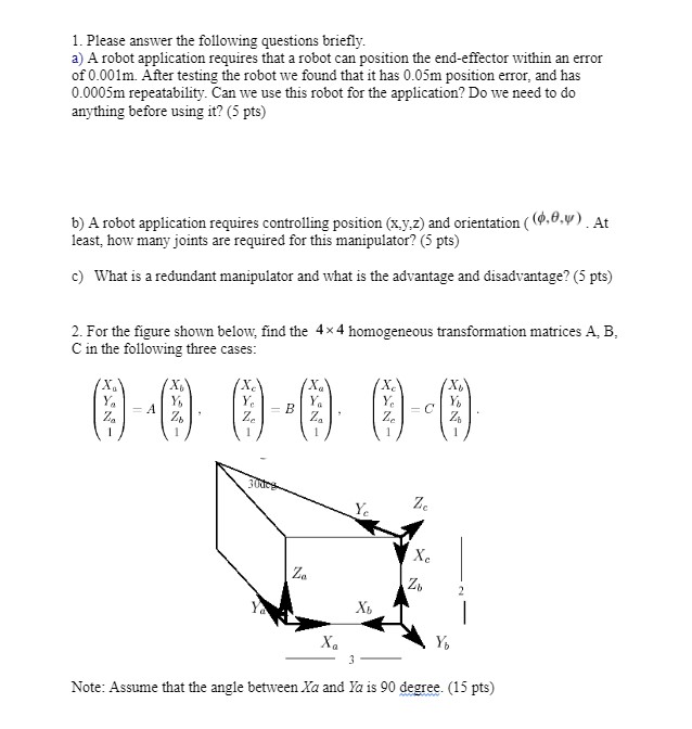 Solved 1. Please answer the following questions briefly. a) | Chegg.com