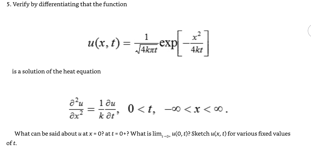 Solved 5. Verify by differentiating that the function | Chegg.com