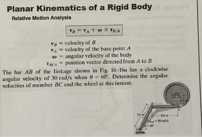 Solved Planar Kinematics of a Rigid Body Relative Motion | Chegg.com