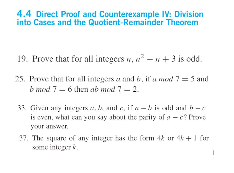 Solved 4.4 Direct Proof and Counterexample IV: Division into | Chegg.com