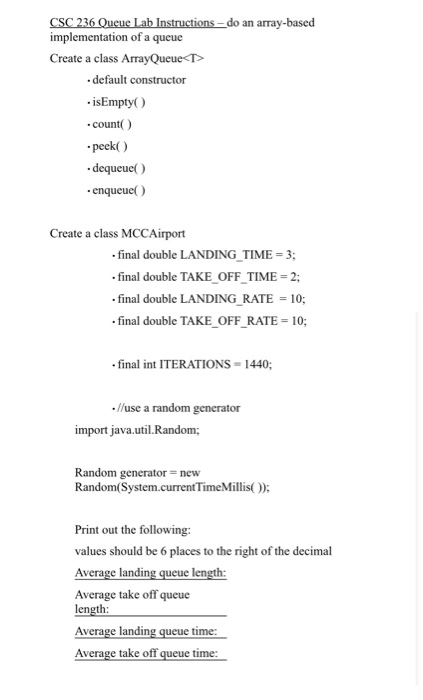 Solved CSC 236-Lab 5 (1program) queues Suppose that | Chegg.com