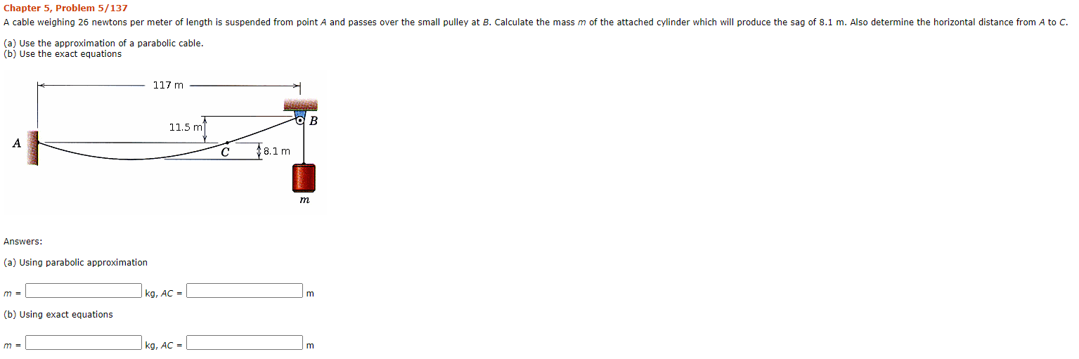 Solved Chapter 5, Problem 5/137 A cable weighing 26 newtons | Chegg.com