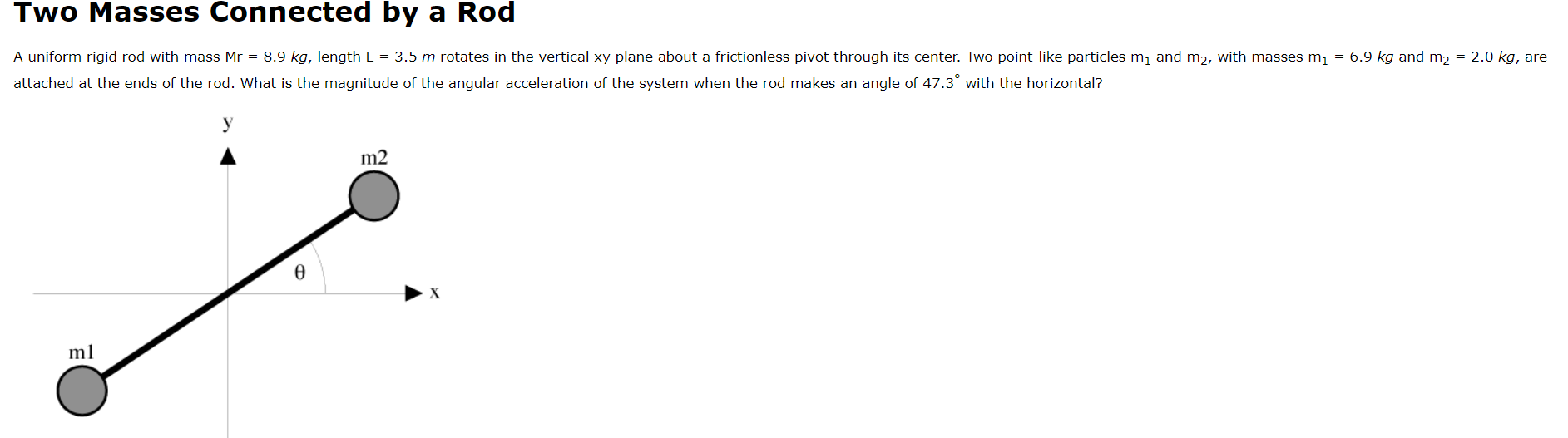 Solved Two Masses Connected by a Rod A uniform rigid rod | Chegg.com