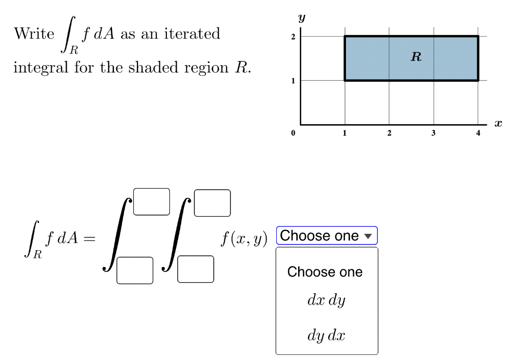 Solved Y Write fdA as an iterated 2 R R integral for the | Chegg.com