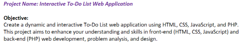 Solved Project Name: Interactive To-Do List Web | Chegg.com