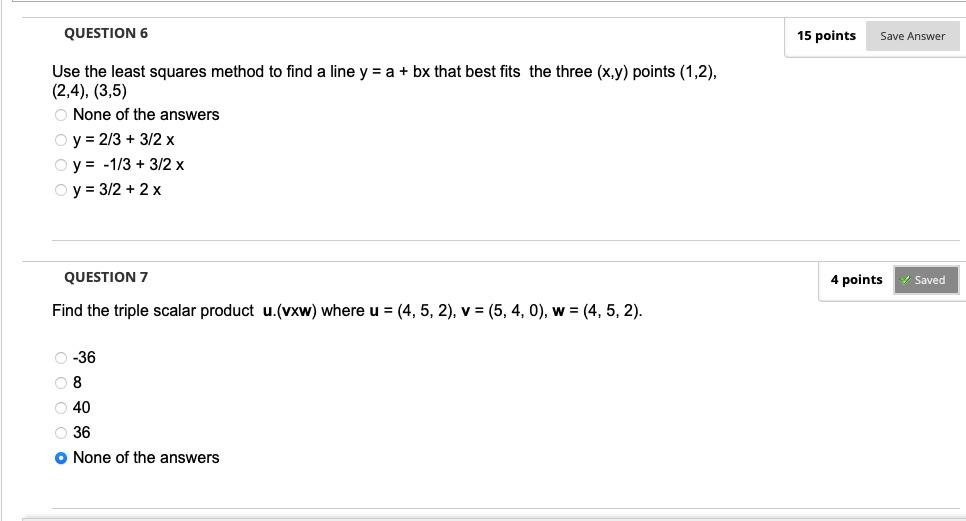 Solved Use the least squares method to find a line y=a+bx | Chegg.com
