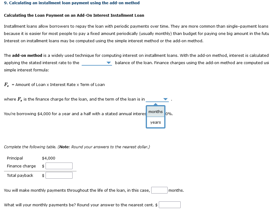Solved Calculating the Loan Payment on an Add-On Interest | Chegg.com