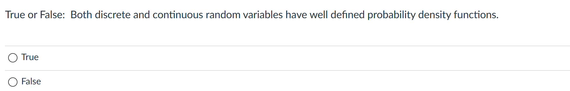 Solved True or False: Both discrete and continuous random | Chegg.com