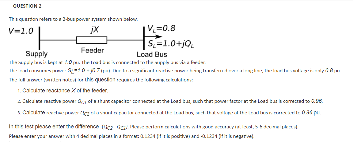 Solved QUESTION 2 This question refers to a 2-bus power | Chegg.com