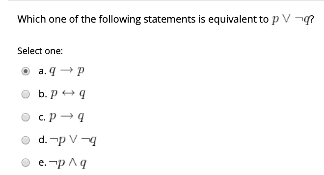 Solved Which one of the following statements is equivalent | Chegg.com