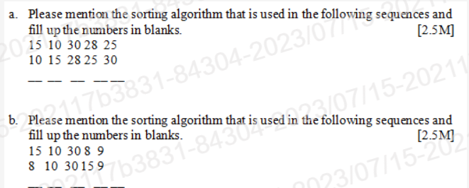 Solved Please mention the sorting algorithm that is used in | Chegg.com