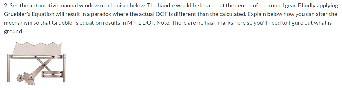 2. See the automotive manual window mechanism below. | Chegg.com