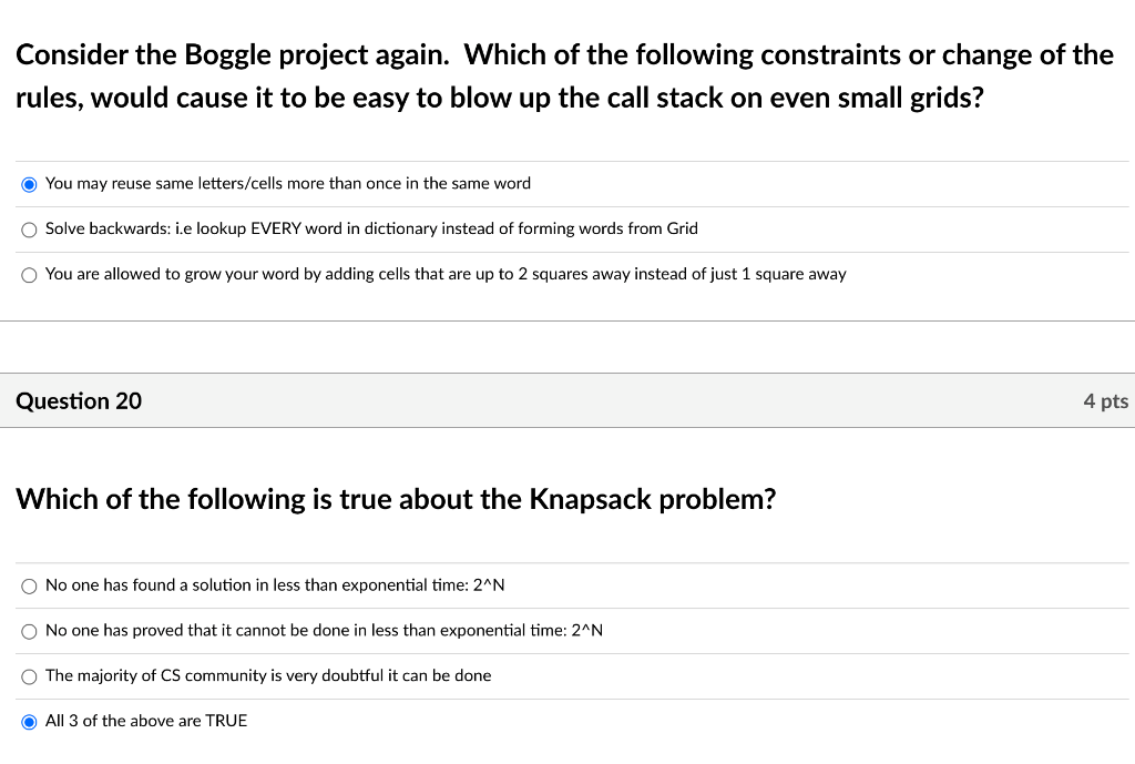 Solved Consider the Boggle project again. Which of the | Chegg.com