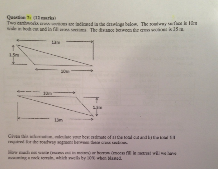 Solved Two earthworks cross-sections are indicated in the | Chegg.com