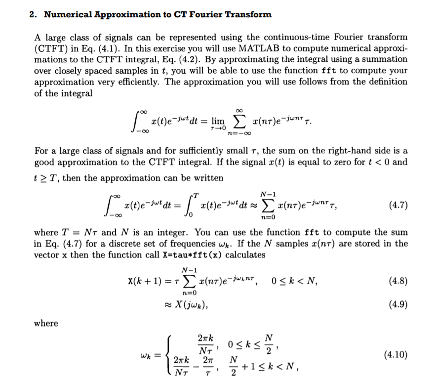 2. Numerical Approximation to CT Fourier Transform A | Chegg.com