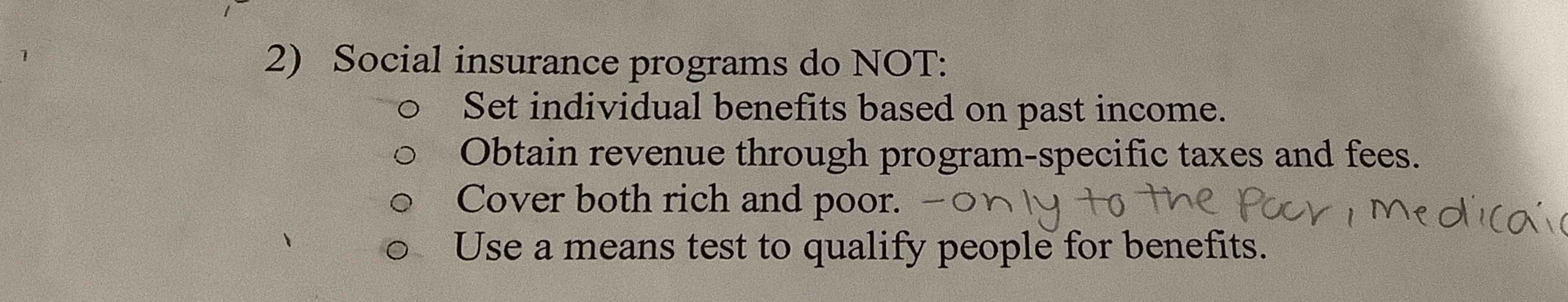 Solved Social insurance programs do NOT:Set individual | Chegg.com