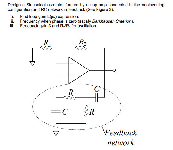 Solved Design a Sinusoidal oscillator formed by an op-amp | Chegg.com