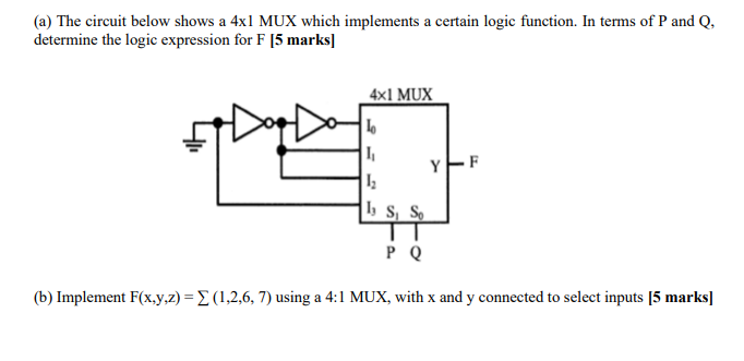 Solved (a) The circuit below shows a 4xl MUX which | Chegg.com