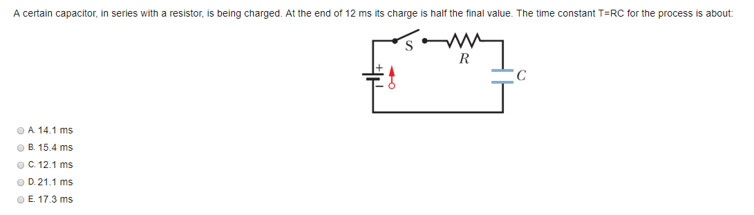 Solved A certain capacitor, in series with a resistor, is | Chegg.com