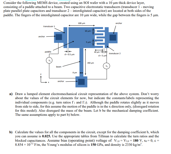 Solved Consider the following MEMS device, created using an | Chegg.com