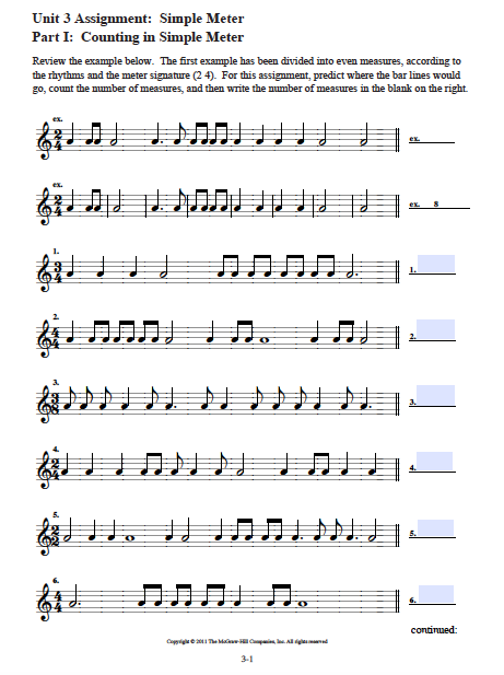 Unit 3 Assignment: Simple Meter Part I: Counting in | Chegg.com