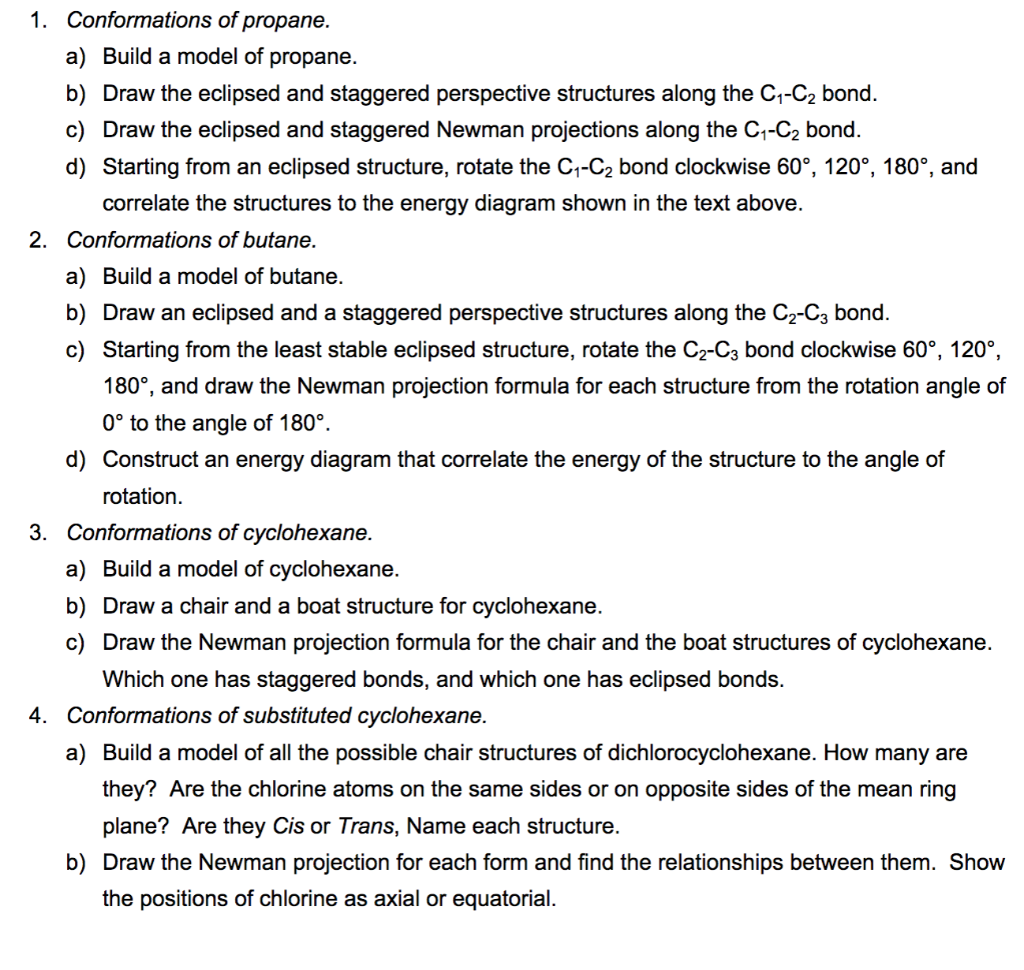 Solved 1. Conformations of propane. a) Build a model of | Chegg.com
