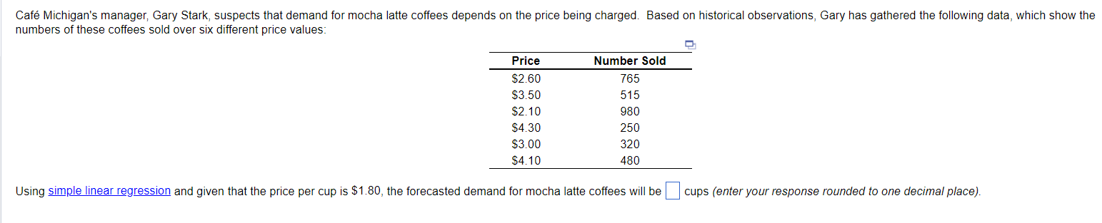 Solved Jsing simple linear regression and given that the | Chegg.com