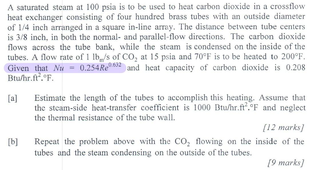 Solved Note: Nu equation is given in the question, it should | Chegg.com