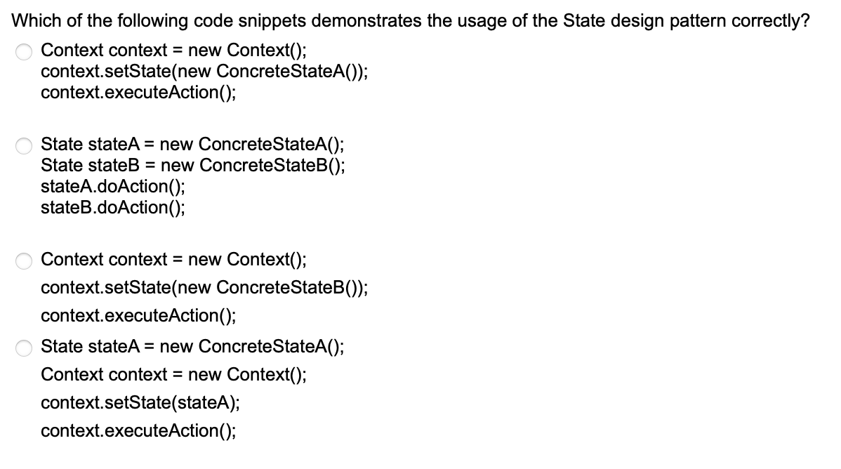 Solved Which of the following code snippets demonstrates the | Chegg.com
