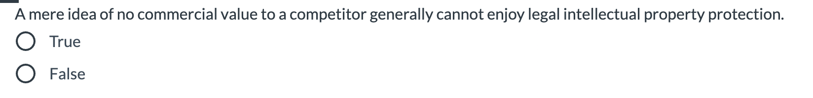 Solved A mere idea of no commercial value to a competitor | Chegg.com