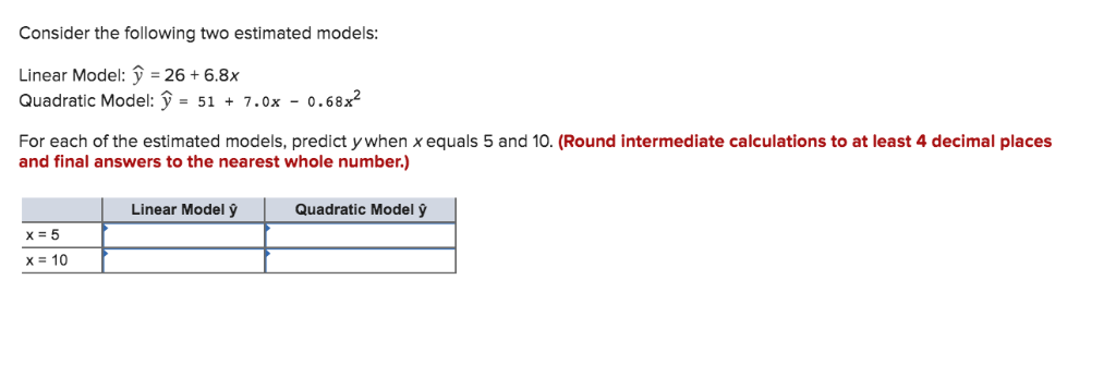 Solved Consider the following two estimated models: Linear | Chegg.com