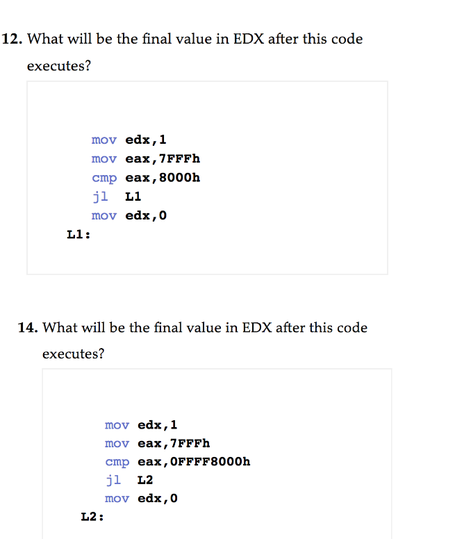 Solved 12. What will be the final value in EDX after this | Chegg.com