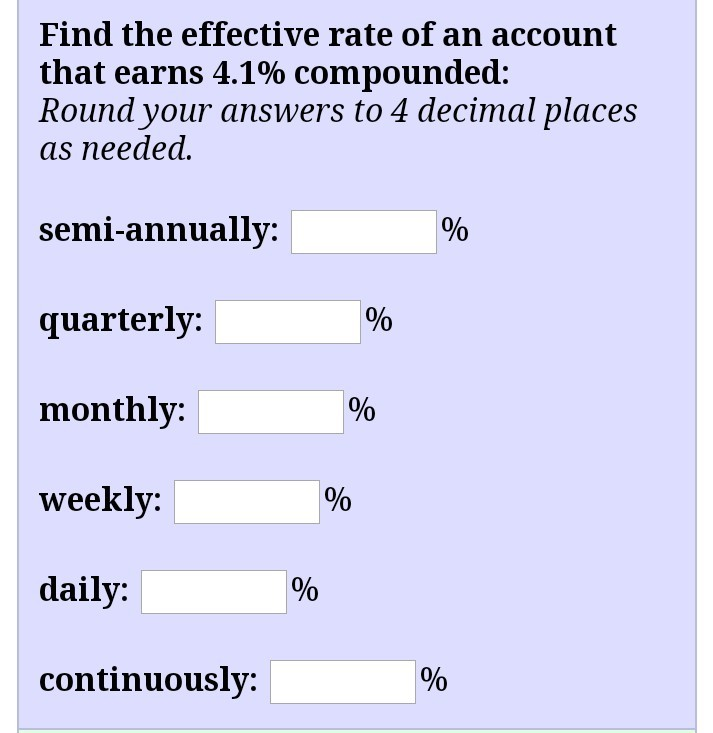 Solved Find The Effective Rate Of An Account That Earns 4 1 Chegg solved-find-the-effective-rate-of-an-account-that-earns-4-1-chegg