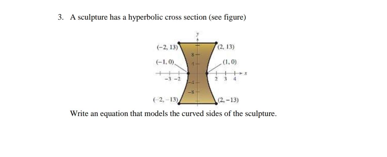 Solved 3. A sculpture has a hyperbolic cross section (see | Chegg.com