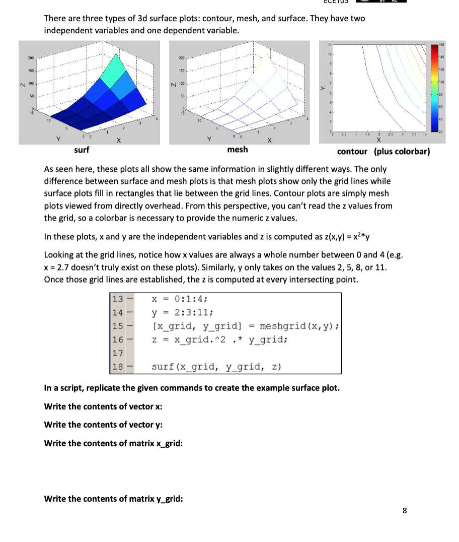 Solved Section 5: 3d plot types There are two classes of | Chegg.com