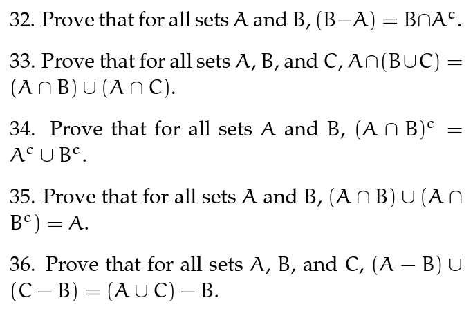 Solved 32 Prove That For All Sets A And B B−a B∩ac 33